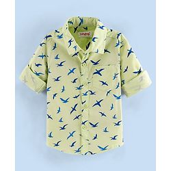 Babyhug Full Sleeves Cotton Shirt Bird Print- Green