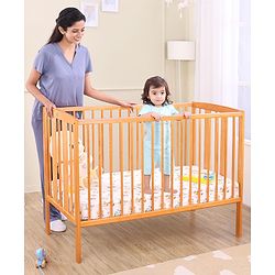 Babyhug Malmo Wooden Cot with 3 Level Height Adjustment & Plug and Play ...