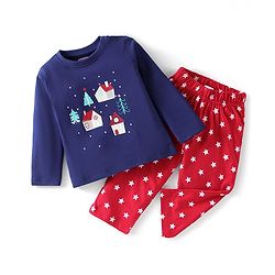 Babyhug Cotton Knit Full Sleeves Christmas Theme Printed Night Suit ...