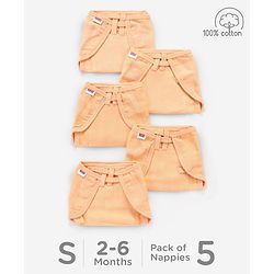 Babyhug Muslin Cloth Nappy Set of 5 Small - Peach